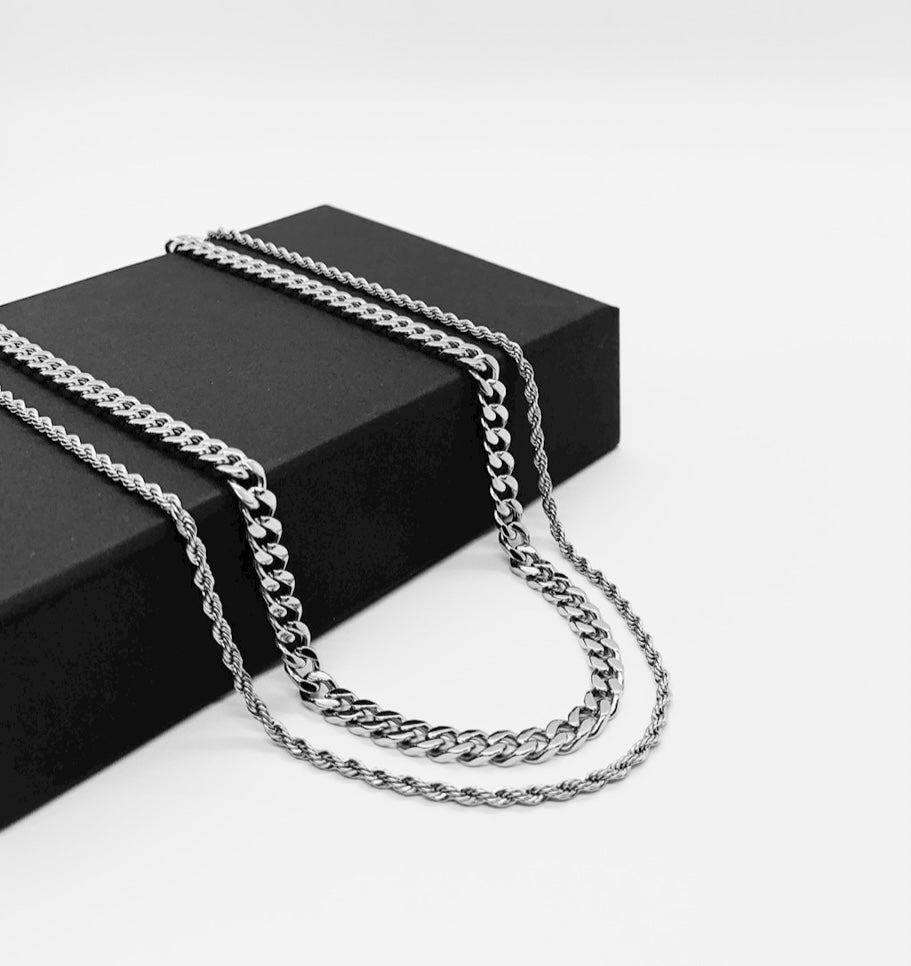 5mm Cuban + 2.5mm Rope Chain Stack | Popular Necklace Set | DayChainz