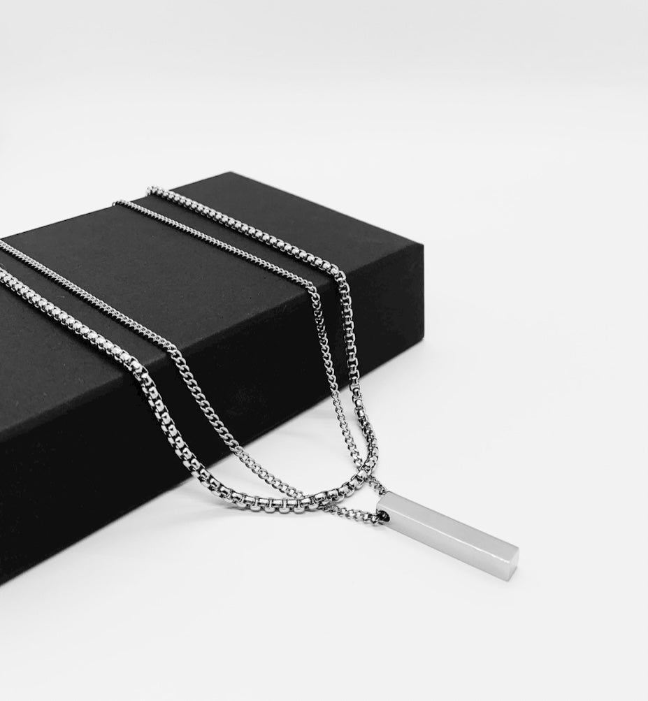 Minimal Bar & Rounded Box Chain Stack | Best Men’s Jewelry – DayChainz